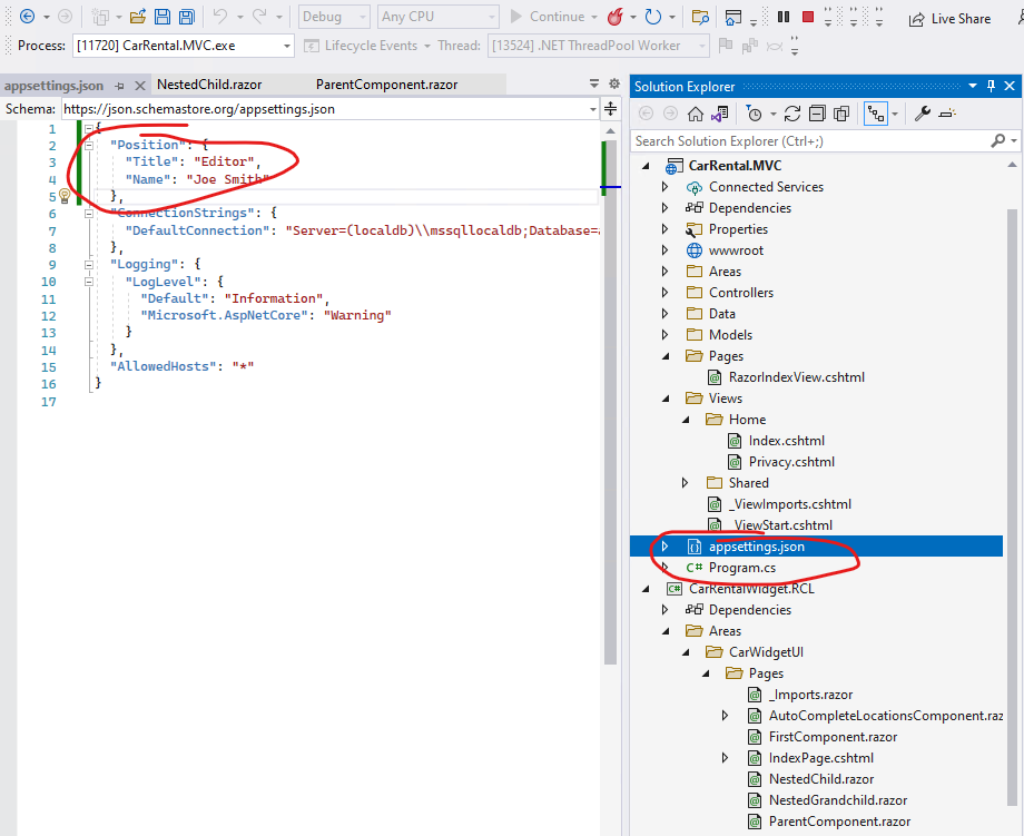 How To Add And Retreive Value From Appsetting Json Or Some Other Configs In Razor Component