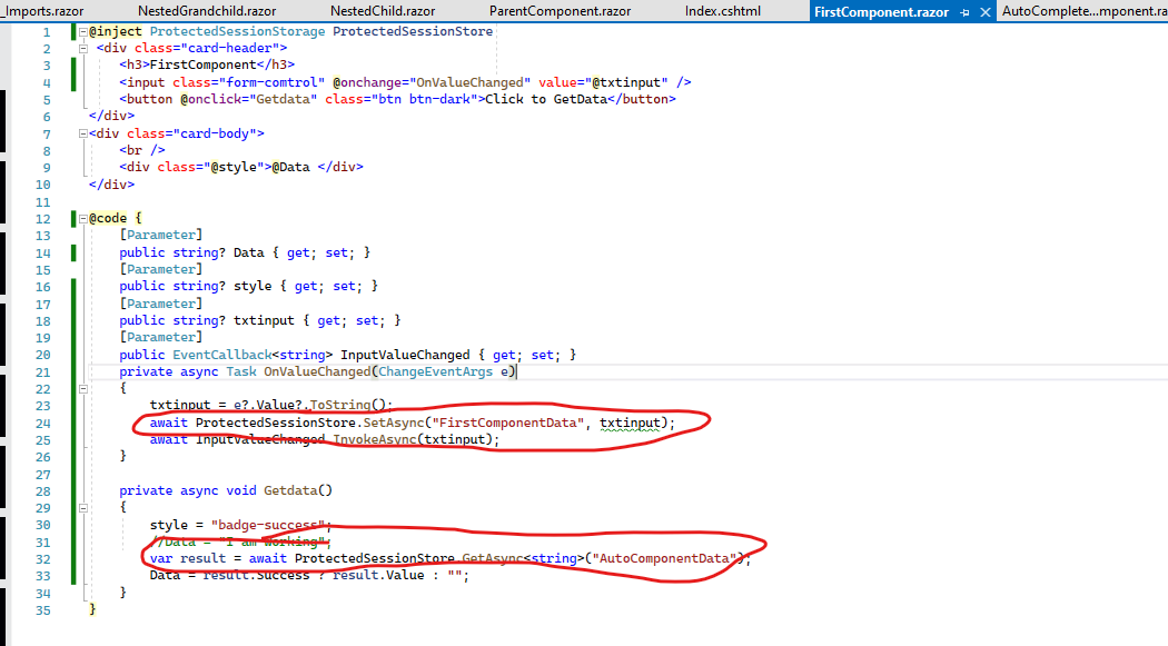 How to Share the Data Amount Multiple Razor Components by using in Razor Page through Razor ...