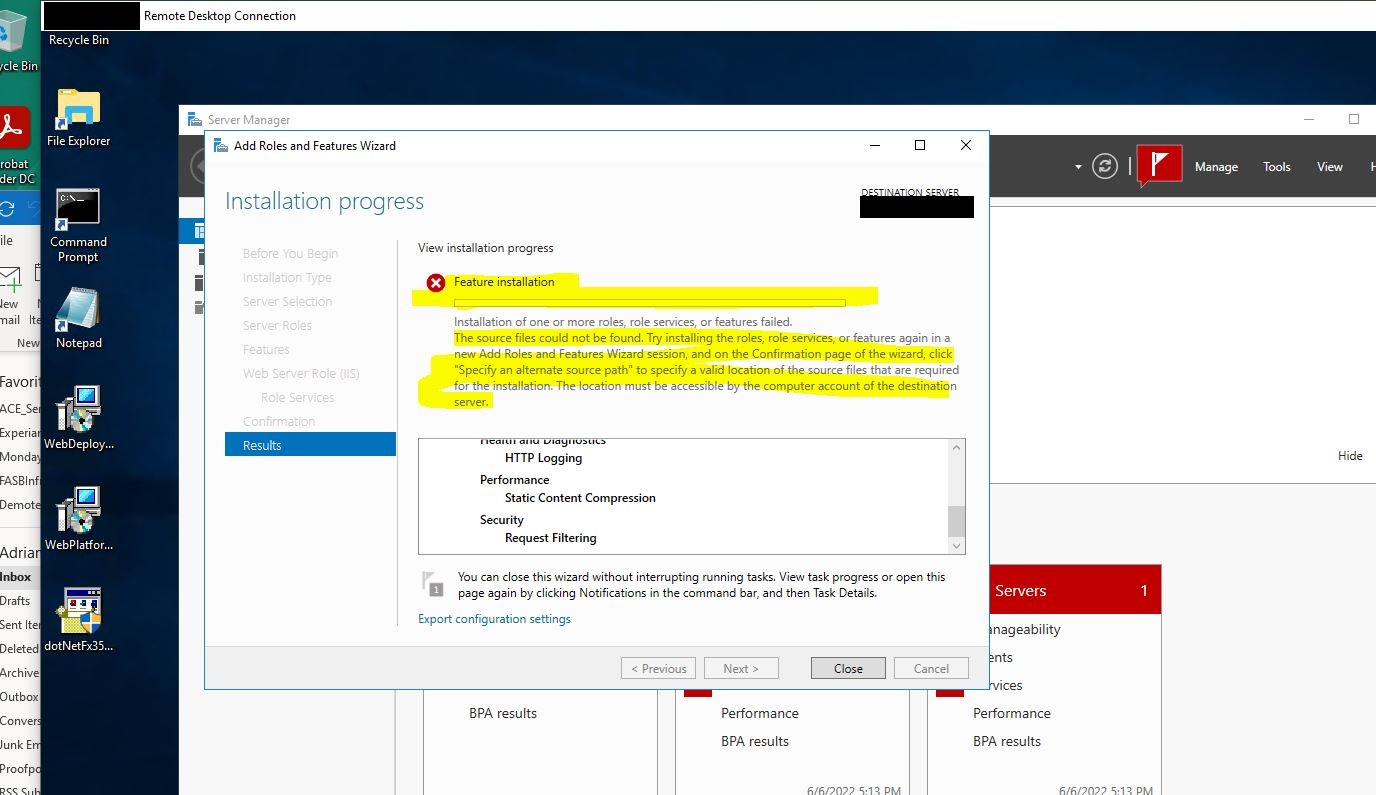 IIS Feature Installation Failing in Server 2016 - Microsoft Q&A IIS Feature Installation Failing in Server 2016 - Microsoft Q&A