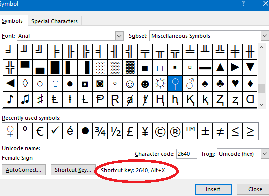 insert male and female symbols in a 'normal font' - Microsoft Q&A