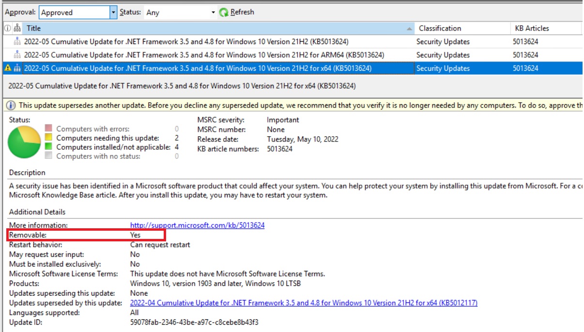 WSUS approval for removal doesn't work - Microsoft Q&A