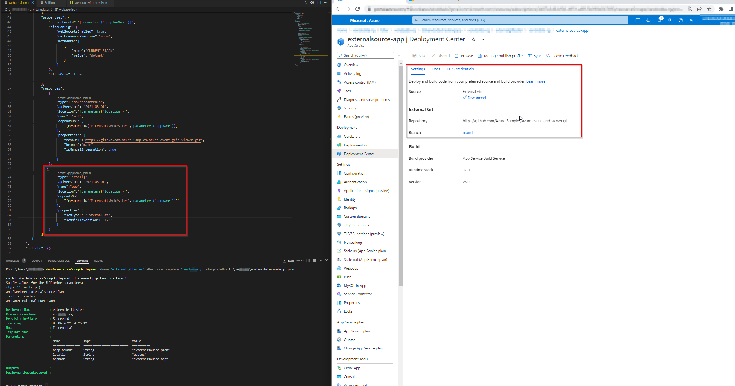 Deploying Web app with: "There was a conflict. Conflict with existing ScmType: ExternalGit ...