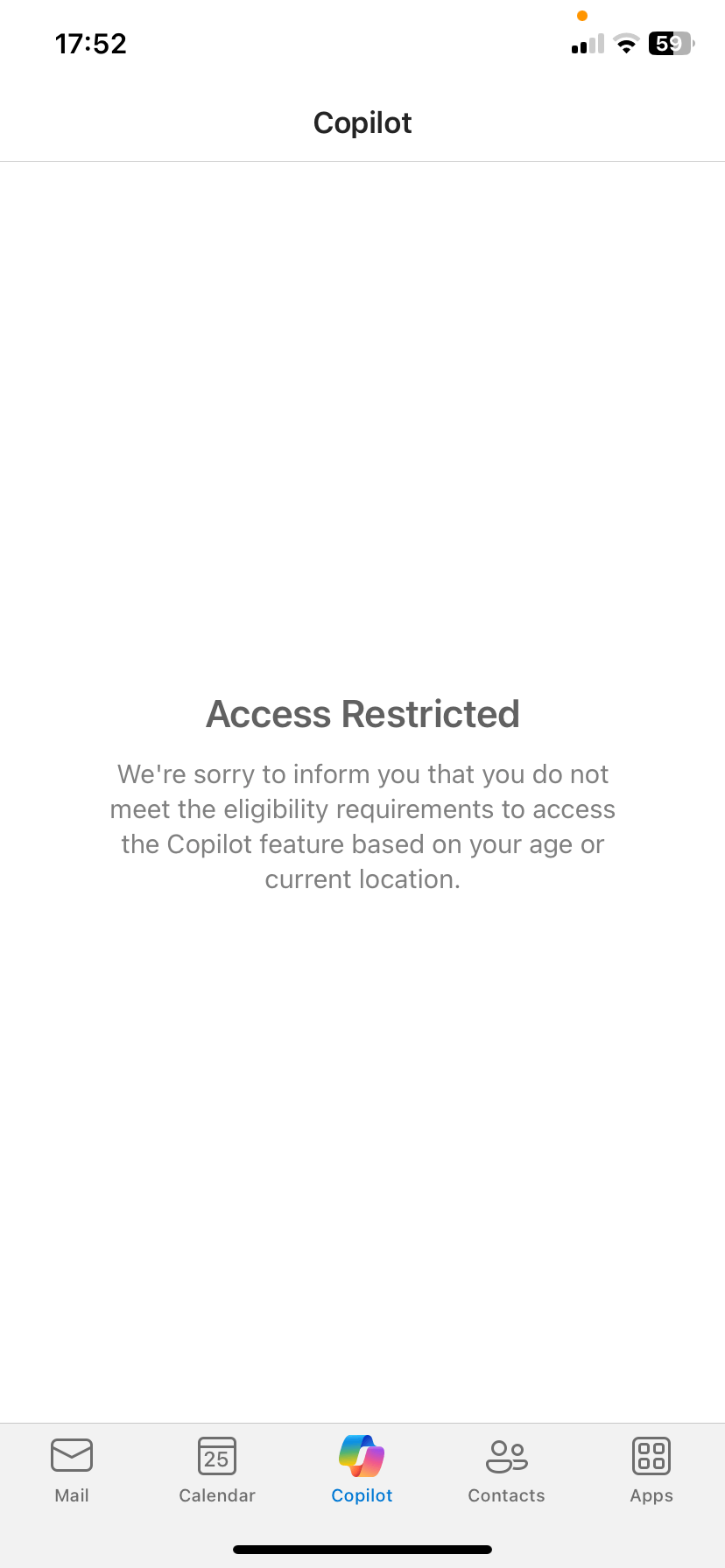 COPILOT Access Resticted - Outlook for IOS - Microsoft Q&A