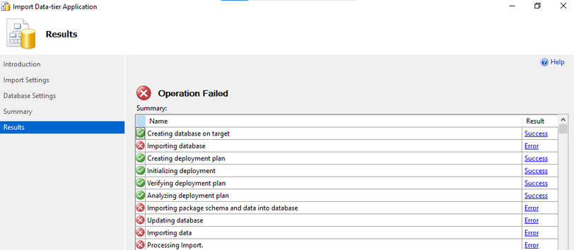 Having an error while importing bacpac file in SQL management studio 19 ... Having an error while importing bacpac file in SQL management studio 19 ...