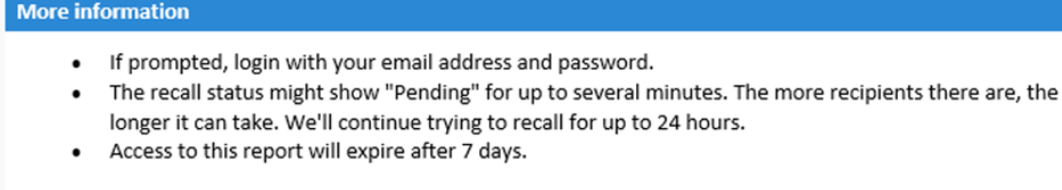 How to know Recall succeeded? Report stuck in "Getting recall status ...