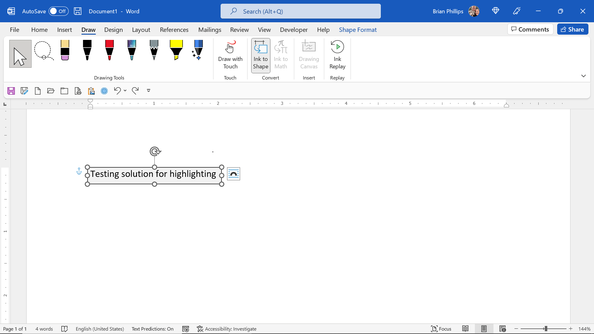 How to make a straight highlight using draw tab in Word (Microsoft 365) - Microsoft Q&A