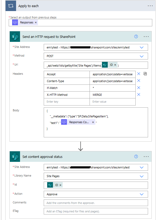Send an HTTP request to SharePoint during or after an approval in the ...