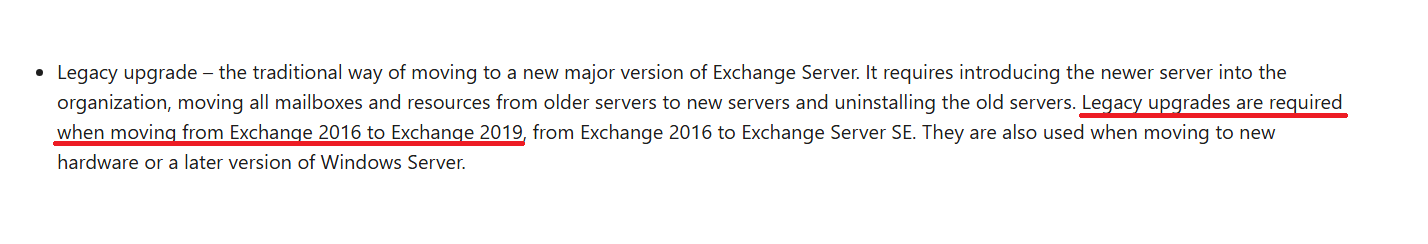 Exchange Upgrade 2016 to 2019 to SE - Microsoft Q&A
