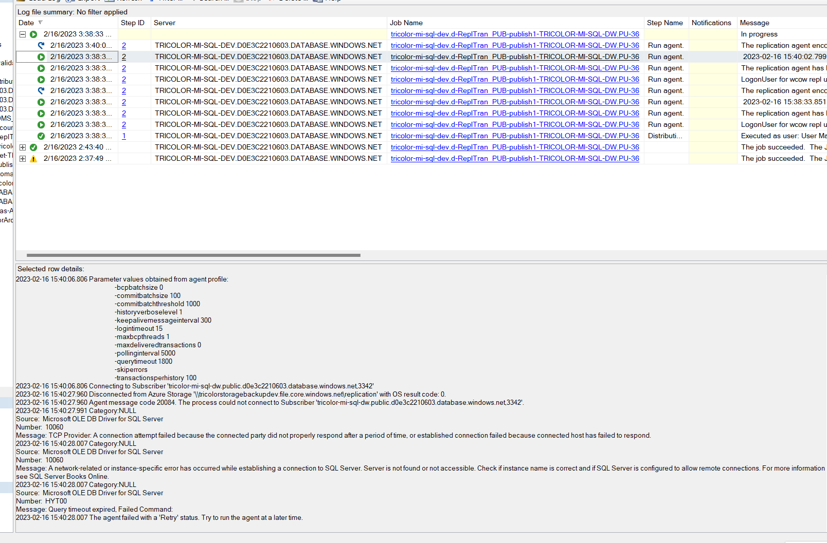 replication beetwen 2 Manage instance is not working ussing wizard , only executing script ...