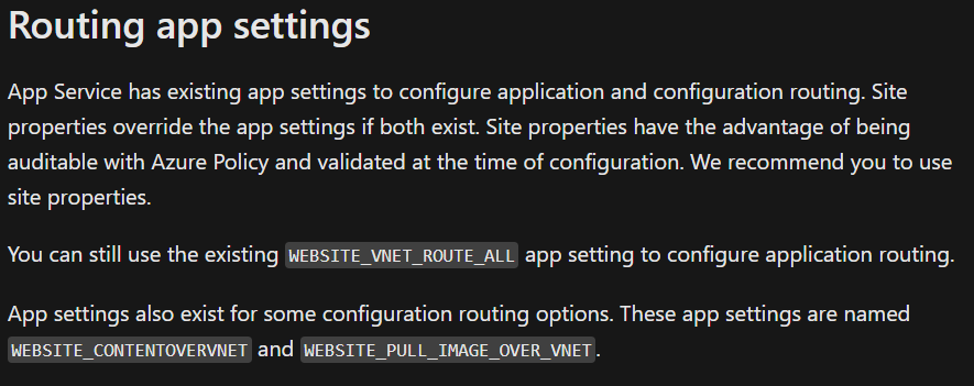Issues with WEBSITE_VNET_ROUTE_ALL Setting and Routing Traffic through Azure NAT Gateway for App ...