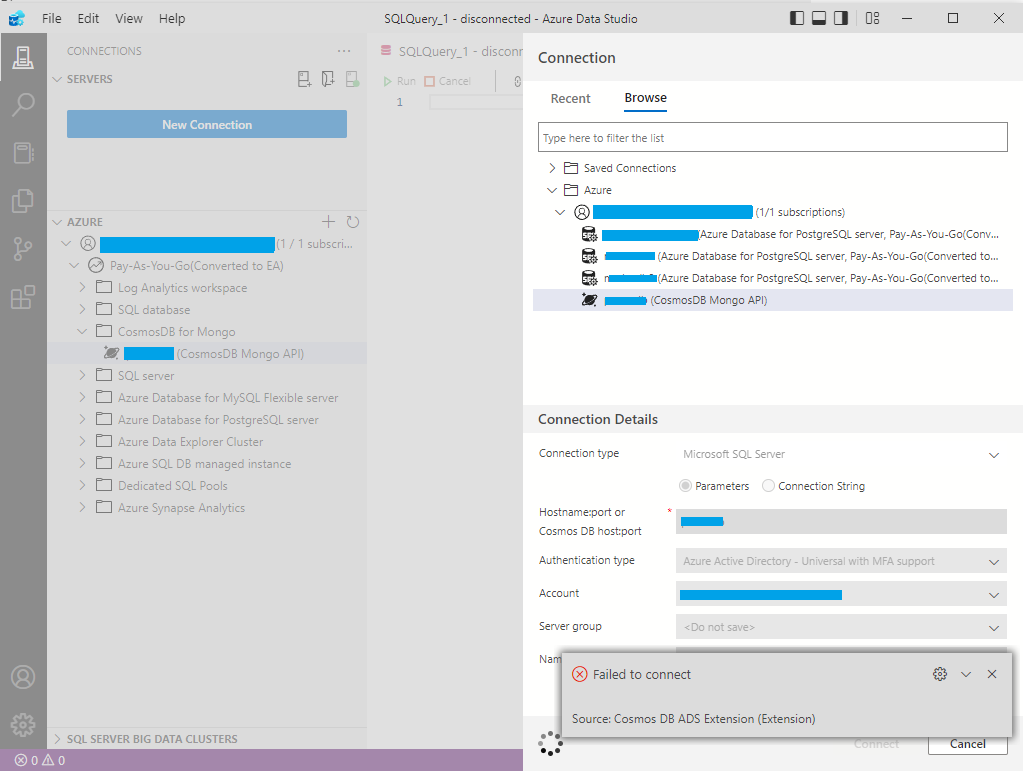 SSL handshake failed while connecting to cosmos DB for MongoDB using ... SSL handshake failed while connecting to cosmos DB for MongoDB using ...