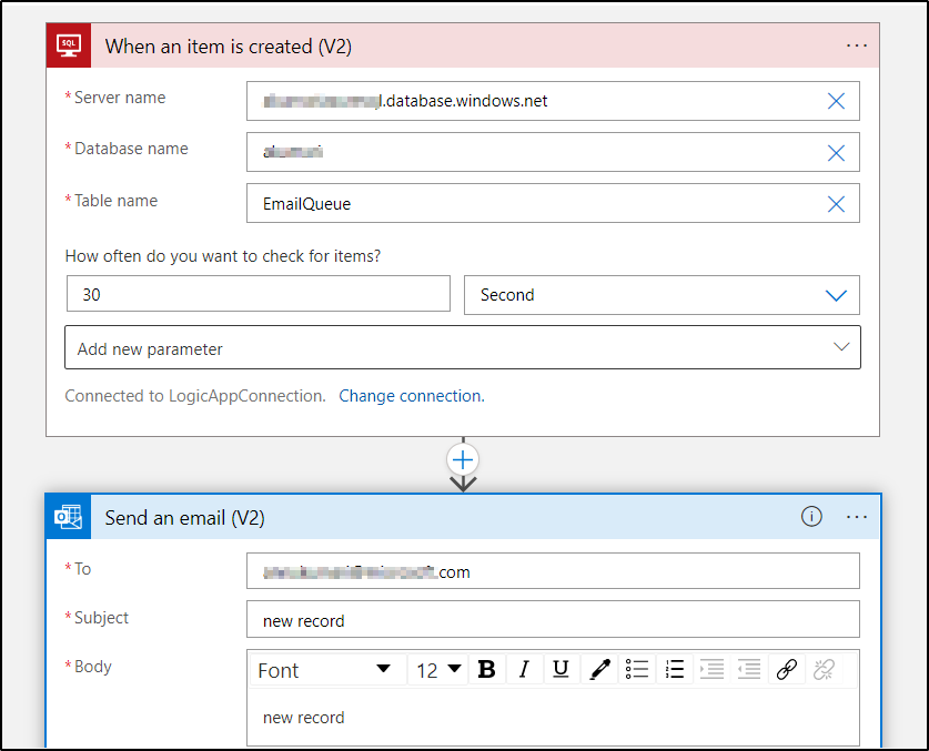 get alter to mail when new record gets created in a table in azure ...