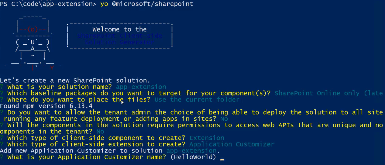 Extension Is Missing From Which Type Of Client Side Component To Create When Creating Spfx