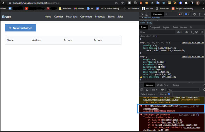 Web App hosted on Azure unable to fetch data from API (Failed to load ... Web App hosted on Azure unable to fetch data from API (Failed to load ...