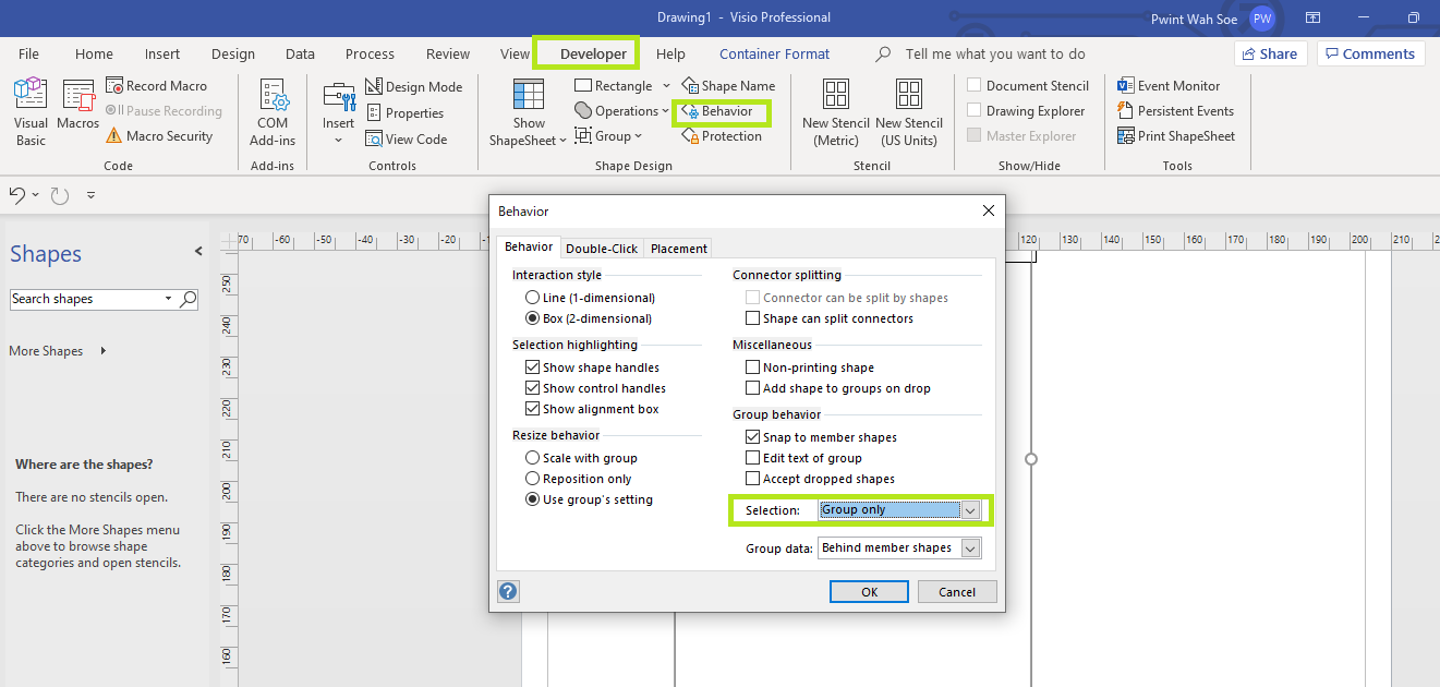 【VISIO】Is it possible the connector from being glued except at the ...
