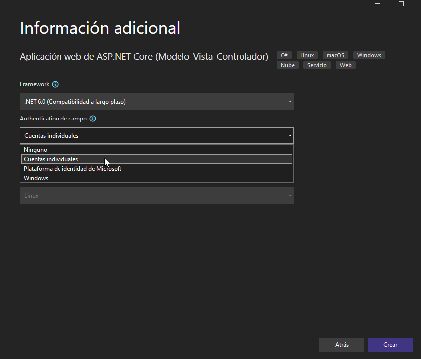 Create new asp.net core web application pannel doesnt show up. - Microsoft Q&A