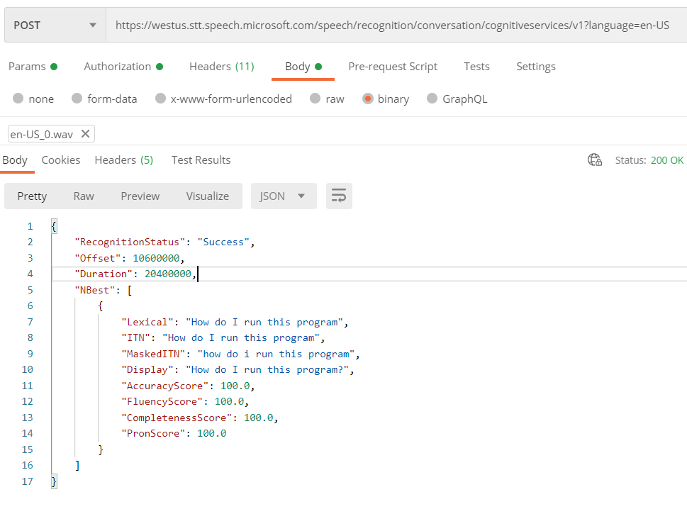 Testing Pronunciation Assessment functionaity via REST API - Microsoft Q&A