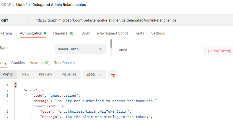 GDAP API authentication issues - unauthorizedMissingMfaTokenClaim ...