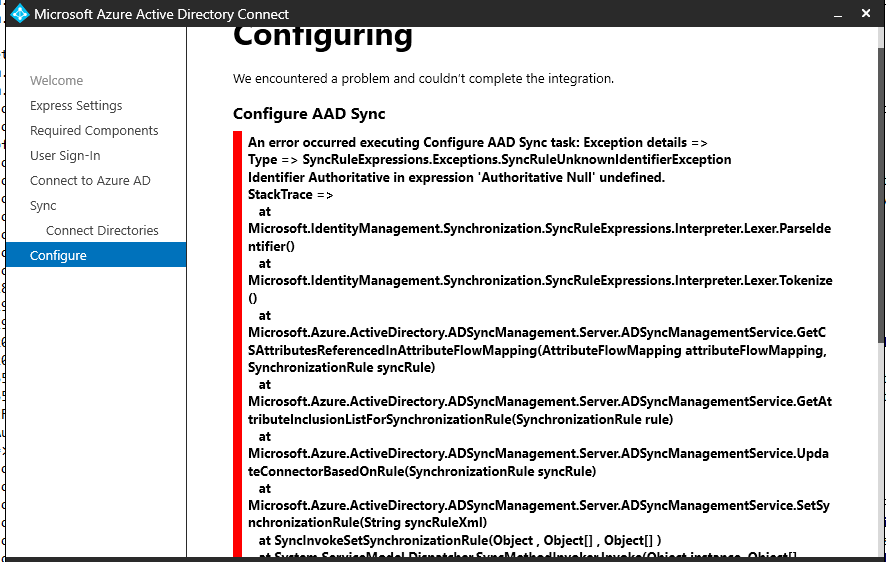 Azure Ad Connect Install Error Microsoft Qanda