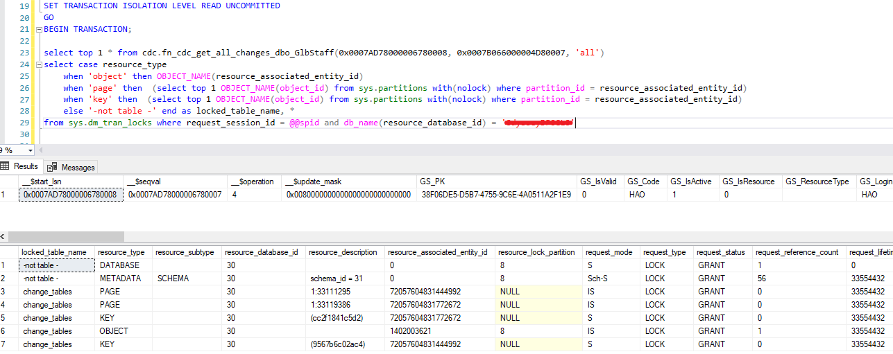 why cdc.change_tables get share-lock when calling cdc.fn_cdc_get_net ...
