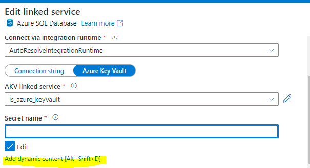 Azure Data Factory Arm Template Does Not Parametrize Secretname For Sql