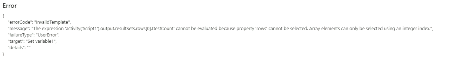 Azure Adf Json Reading Array Elements Can Only Be Selected Using An Integer Index Microsoft Qanda