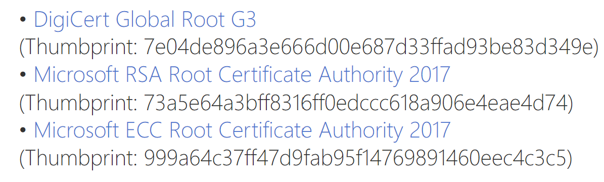 Azure certificate pinning update - Microsoft Q&A