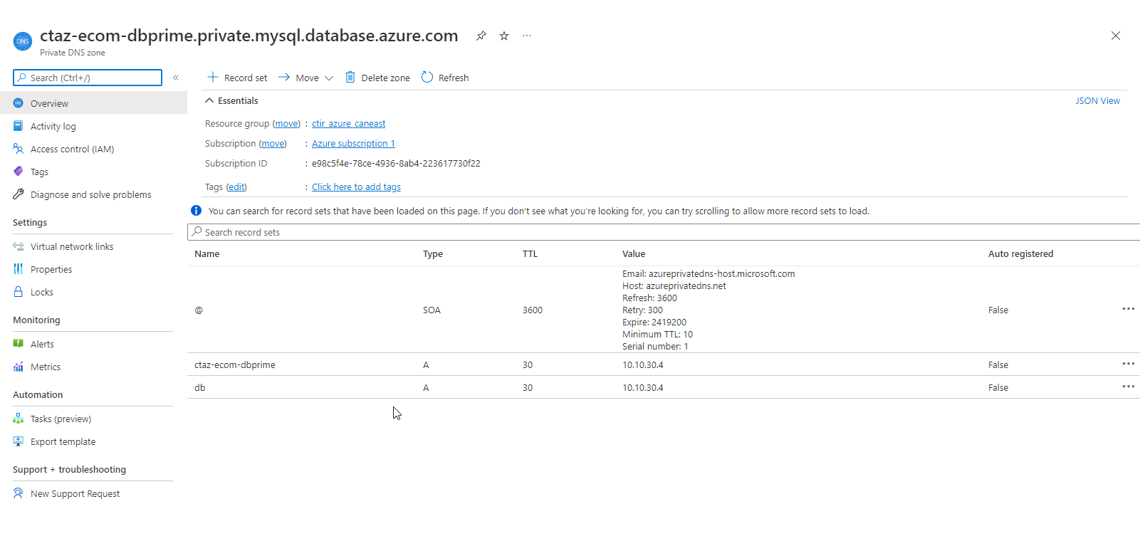 Unable to ping fqdn of mysql service from server on different subnets ...