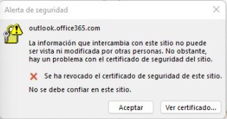 Error Security Alert Outlook office365 - Microsoft Q&A