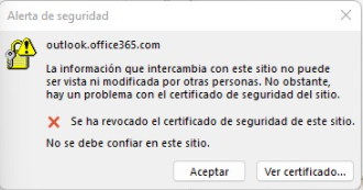Error Security Alert Outlook office365 - Microsoft Q&A