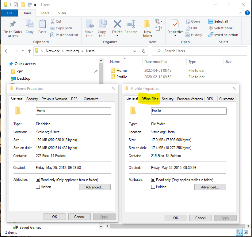 "Off-Line" behavior difference between two folders. - Microsoft Q&A