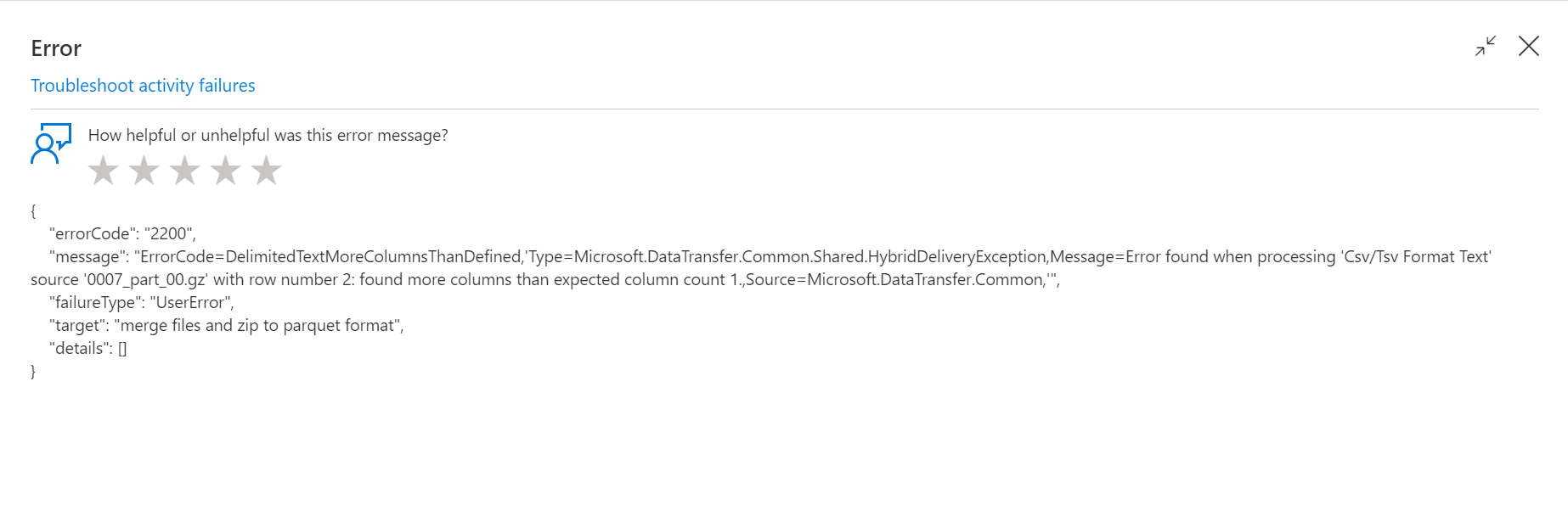 Azure Synapse Analytics : Files merge pipeline failure - Microsoft Q&A Azure Synapse Analytics : Files merge pipeline failure - Microsoft Q&A