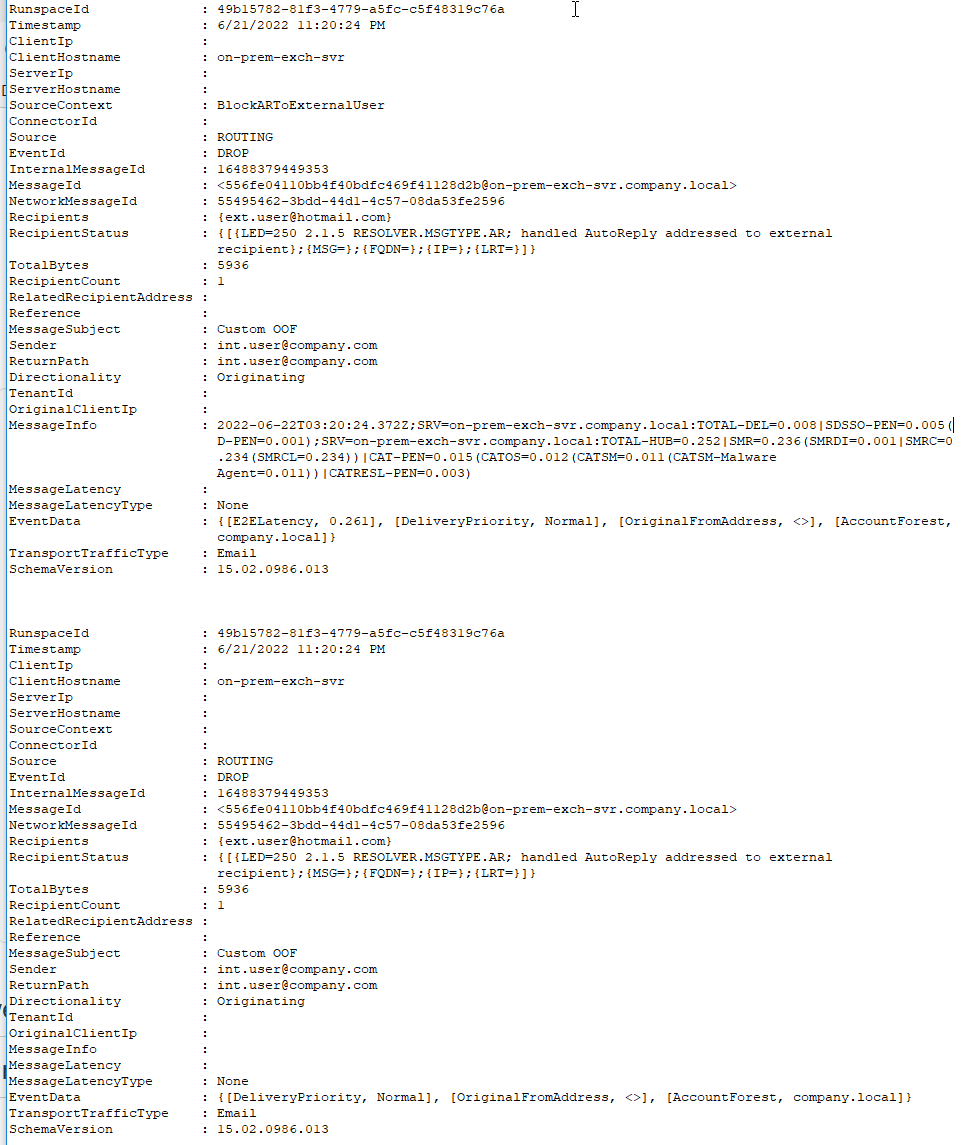 Custom out of office rule does not work for external email senders ...