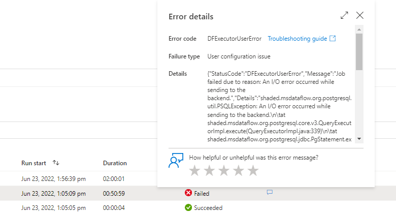 Adf Data Flow Activity Timed Out Error Microsoft Qanda