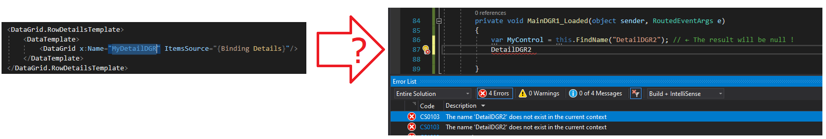 How Do I Access The Items Of Datagrid In Datagrid Row Detail By Name In