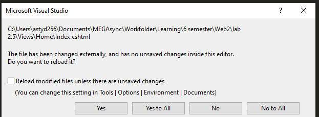 Visual studio keeps switching back to previous version of the file ...