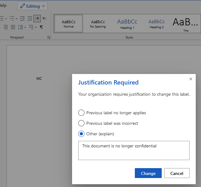 AIP Justification not being recorded? - Microsoft Q&A
