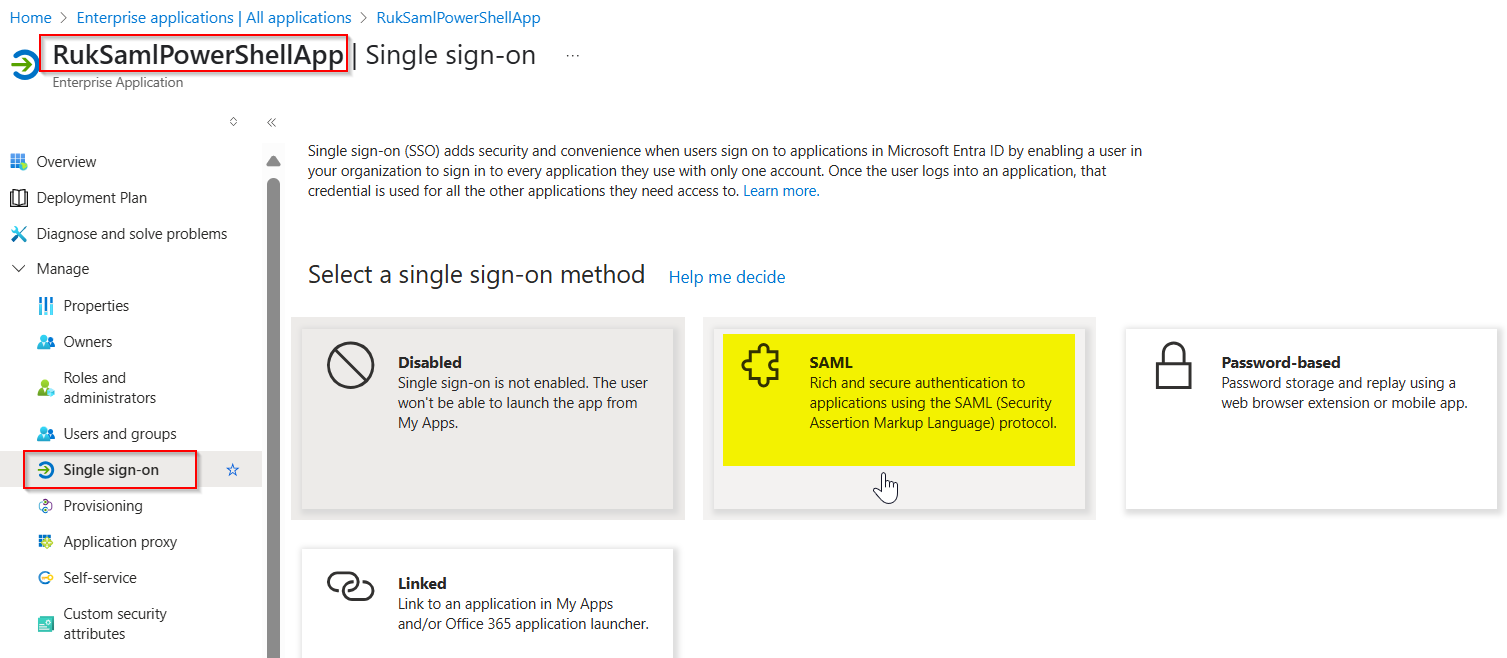Creating an Enterprise Application with SAML2.0 support with New ...