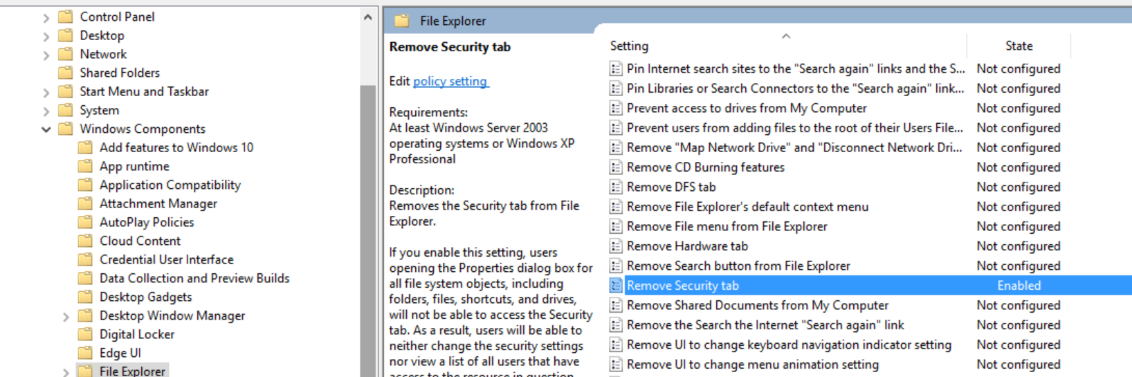 How to remove security tab from users the same network - Microsoft Q&A