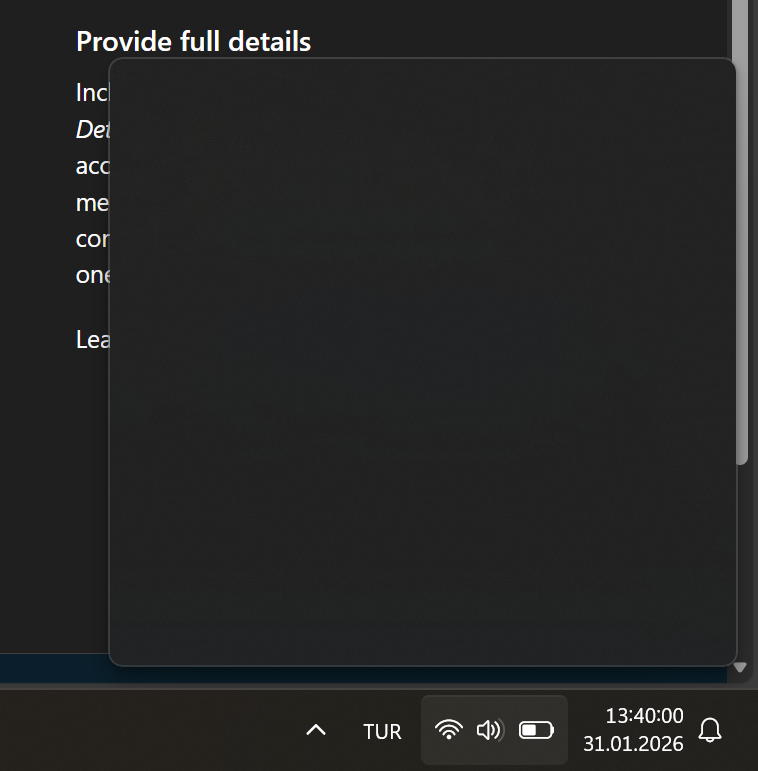Windows 11 Action Center (Win+A) blank/empty UI - Microsoft Q&A