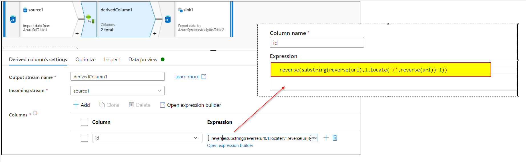 Need to fetch data from a URL in derived column in azure synapse analytics - Microsoft Q&A