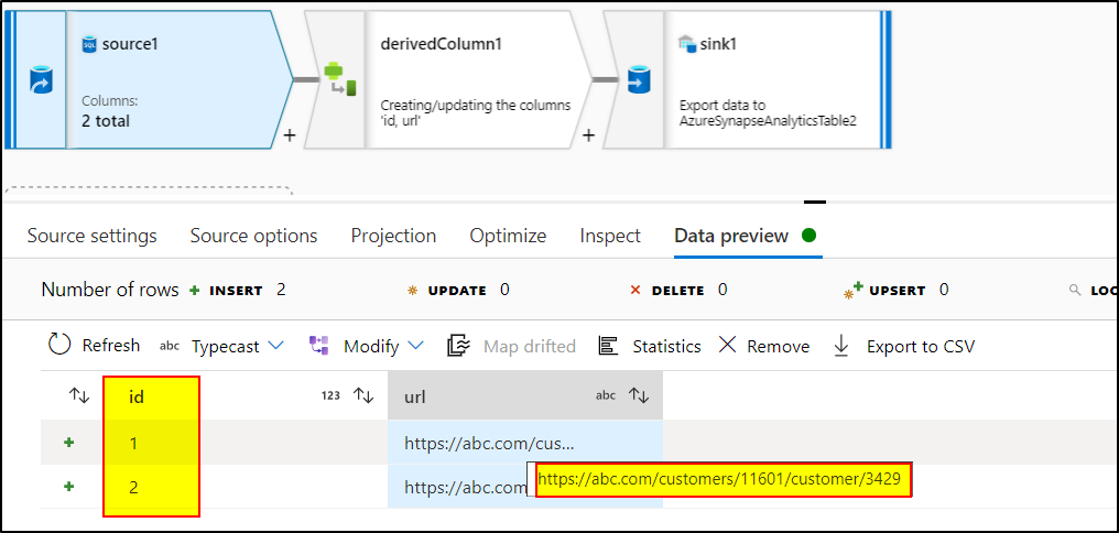 Need to fetch data from a URL in derived column in azure synapse analytics - Microsoft Q&A