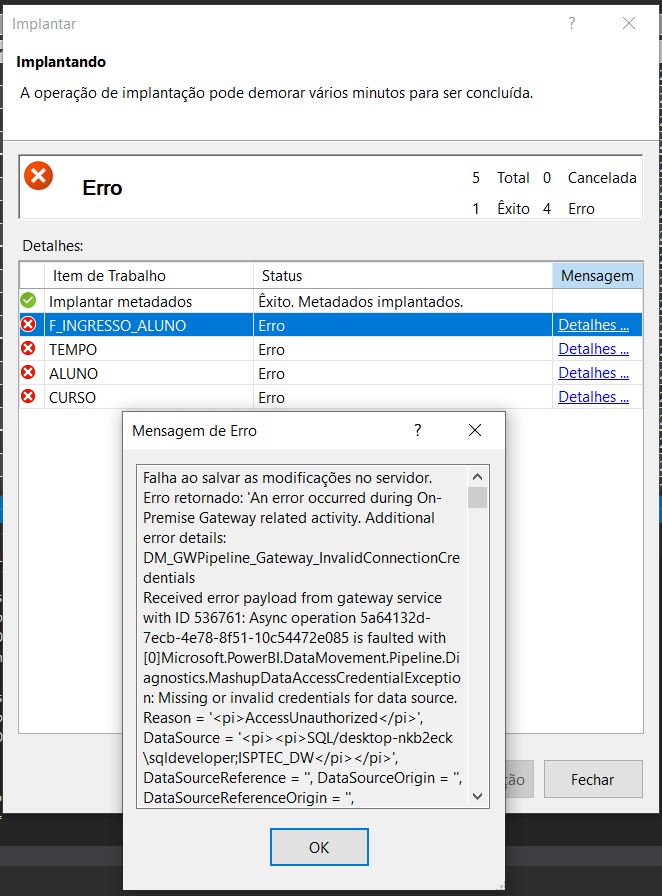 I Am Facing A Problem In Deploying A Cube In Azure The Cube Is Deployed But Does Not Process