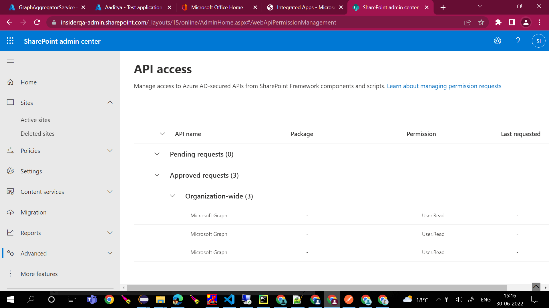 Multiple "User.Read" granted scopes in SPFX's "SharePoint Online Client Extensibility Web ...