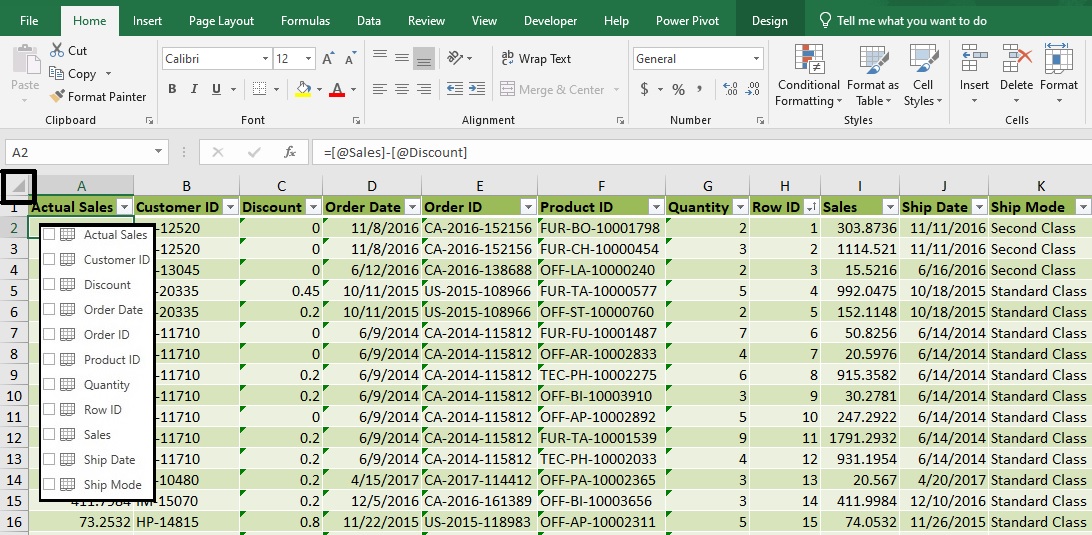 Excel Table: Show/Hide Columns vs. Sort,Filter&Arrange Columns ...