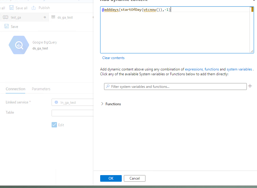 Adf Bigquery Unable To Add Dynamic Content In Source Microsoft Qanda