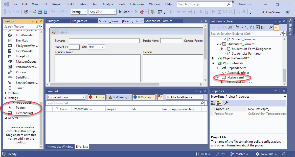 What are the steps to put the User Contols to the left toolbox ...
