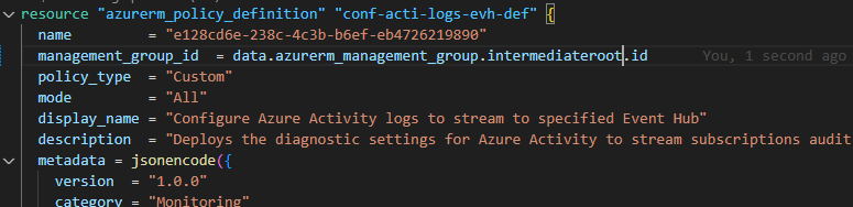 Policy to stream subscription level logs to an event hub - Microsoft Q&A