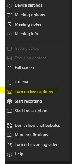 how to Turn on live captions in MSFT Teams - Microsoft Q&A