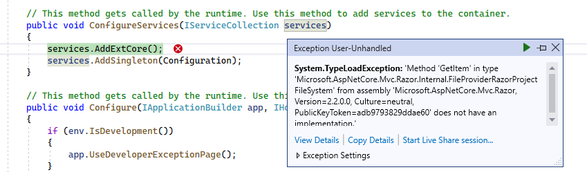 System.TypeLoadException: 'Method 'GetItem' in type 'Microsoft ... System.TypeLoadException: 'Method 'GetItem' in type 'Microsoft ...